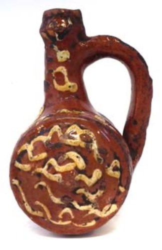 Lot 305 - Slipware Costrel with barrel shape body