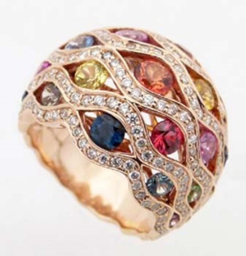 Lot 324 - 18ct rose gold fancy dress ring, the rounded