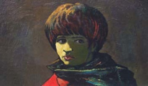 Lot 467 - Geoffrey Burnand, Girl with a Scarf, oil.