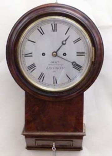 Lot 628 - Mahogany drop dial wall clock,