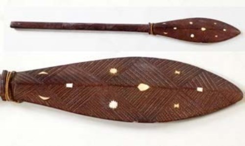 Lot 157 - Polynesian ceremonial oar incised with