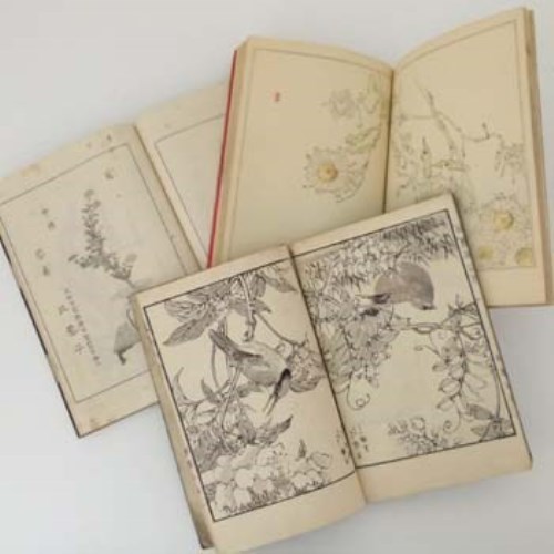 Lot 267 - Three Japanese woodblock books, Meiji period
