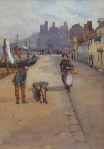 Lot 909 - John Cuthbert Salmon, Street Scene, Conway,