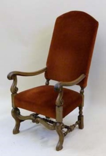 Lot 644 - James II style upholstered chair.