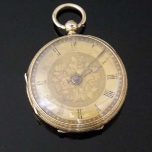Lot 353 - 18ct gold fusee pocket watch.