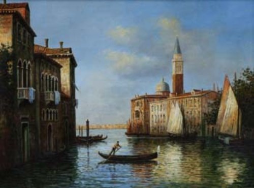 Lot 30 - S. Conti, Venetian scene, oil