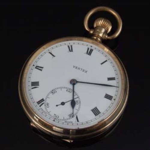 Lot 394 - Vertex gold open faced pocket watch.