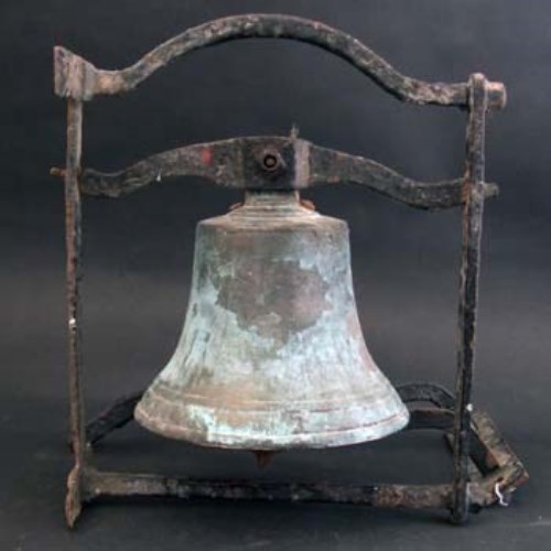 Lot 334 - Bronze Bell and wall mounts ex Verdin family,
