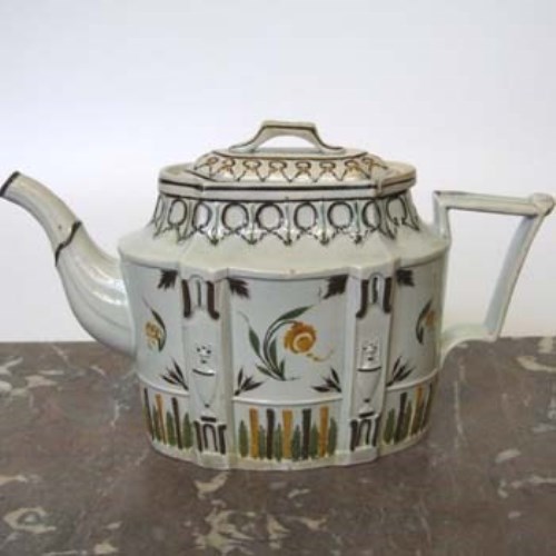 Lot 435 - Staffordshire Pratt type Teapot with sliding