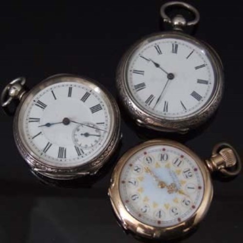 Lot 385 - Three fob watches.