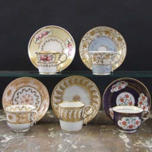 Lot 762 - Five Chamberlain Worcester cups and saucers