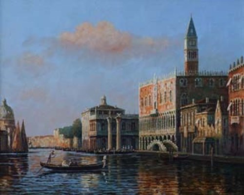 Lot 14 - S. Conti, Venetian scene, oil