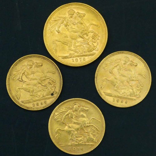 Lot 218 - Victoria sovereign, 1878; three half