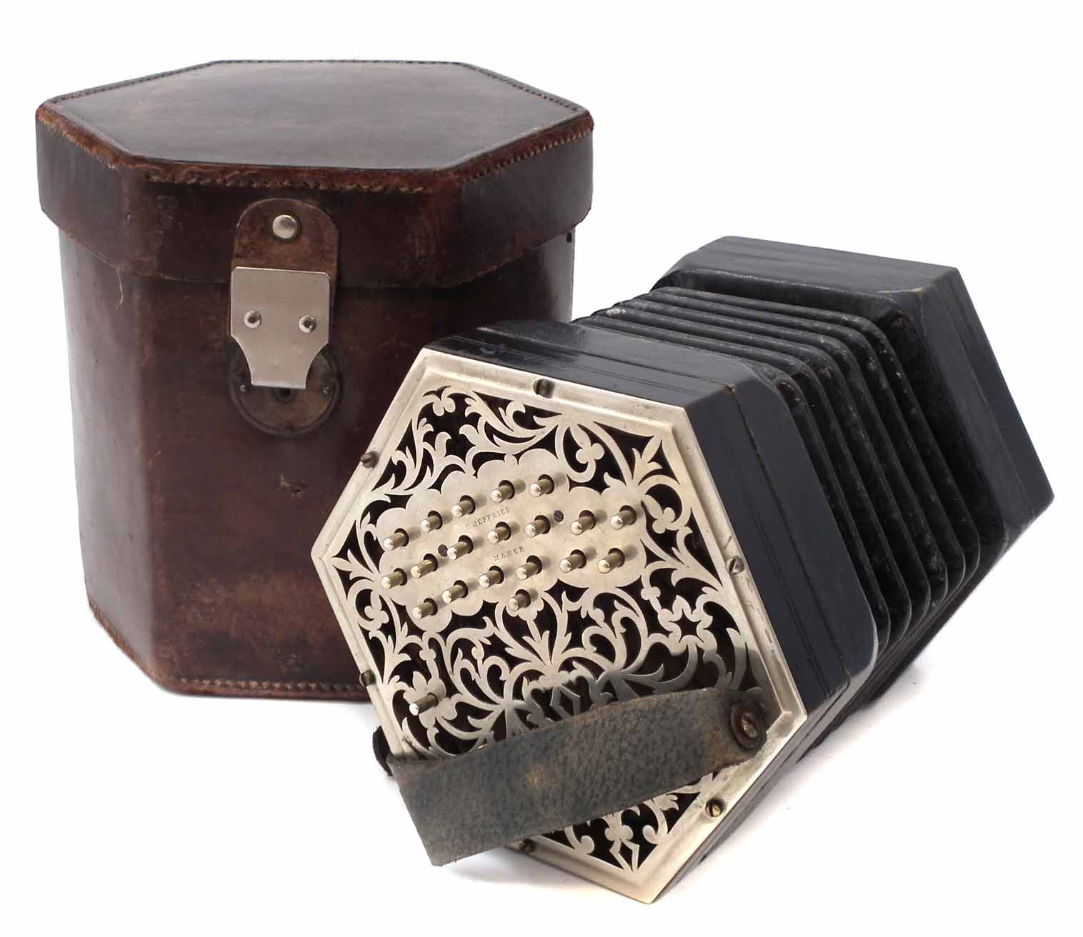 Lot 48 - Charles Jeffries 39 key concertina, with