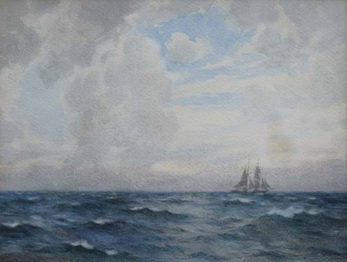 Lot 516 - Samuel J.M. Brown, Seascape with sailing