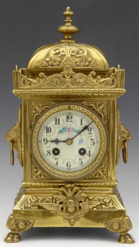 Lot 587 - French brass mantel clock circa.