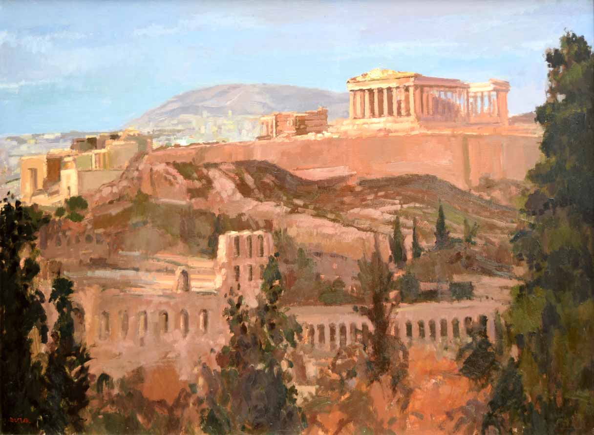 Lot 352 - Anthony Butler, The Acropolis of Athens, oil.